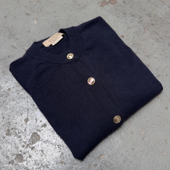 Gucci | Sweaters | Gucci Uniform Luxury Old Money Navy Blue Wool ...